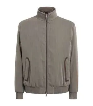 BRETT JOHNSON Wool-blend Zip-up Bomber Jacket