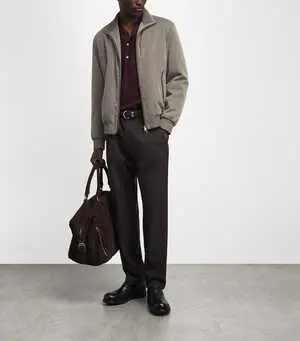 BRETT JOHNSON Wool-blend Zip-up Bomber Jacket