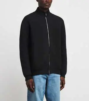 BRETT JOHNSON Virgin Wool Cable-knit Zip-up Cardigan