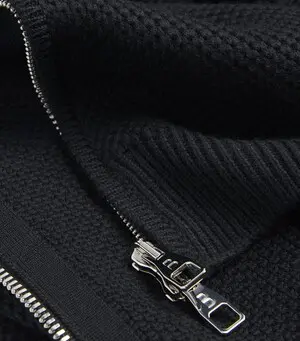 BRETT JOHNSON Virgin Wool Cable-knit Zip-up Cardigan