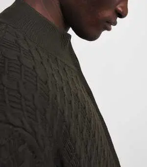 BRETT JOHNSON Virgin Wool Cable-knit Zip-up Cardigan
