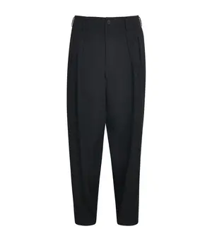 Yohji Yamamoto Wool Gabardine Pleated Trousers