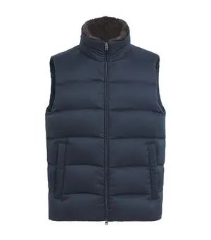 Herno Quilted Down Gilet With Faux Fur Collar