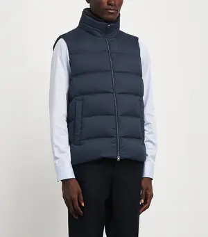 Herno Quilted Down Gilet With Faux Fur Collar