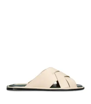 BROTINI Leather Cross-strap Sandals - Ivory