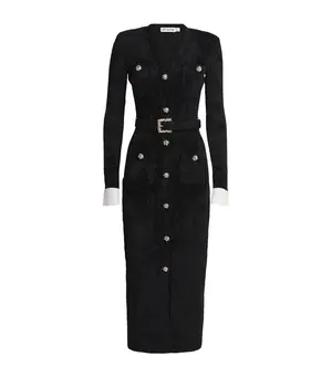 SELF-PORTRAIT Chenille Midi Dress With Embellished Buttons