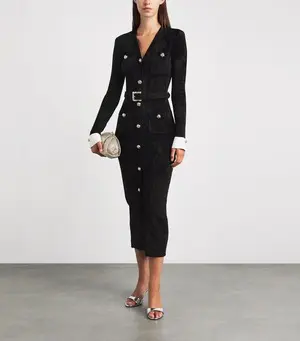 SELF-PORTRAIT Chenille Midi Dress With Embellished Buttons