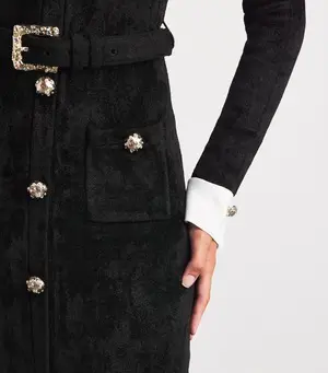 SELF-PORTRAIT Chenille Midi Dress With Embellished Buttons