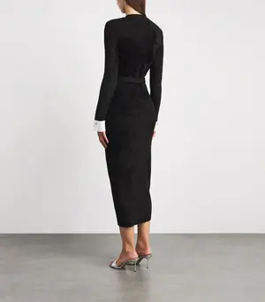 SELF-PORTRAIT Chenille Midi Dress With Embellished Buttons