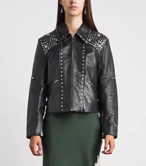 Polo Ralph Lauren Studded Moto Leather Jacket