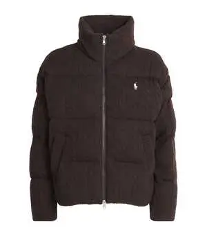 Polo Ralph Lauren Wool-cashmere Cable-knit Puffer Jacket - Brown