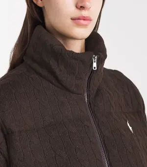Polo Ralph Lauren Wool-cashmere Cable-knit Puffer Jacket - Brown
