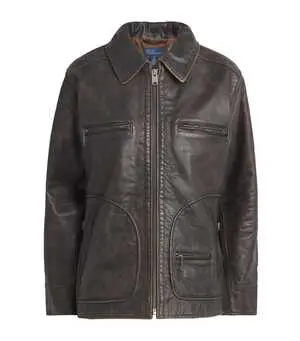 Polo Ralph Lauren Moto Leather Jacket - Brown