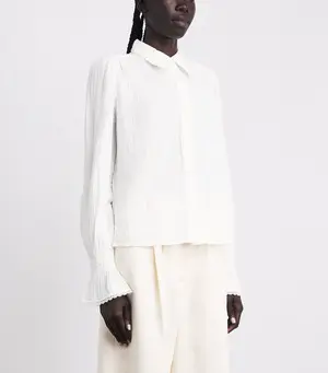 ME+EM Cotton Cheesecloth Lace-trim Blouse