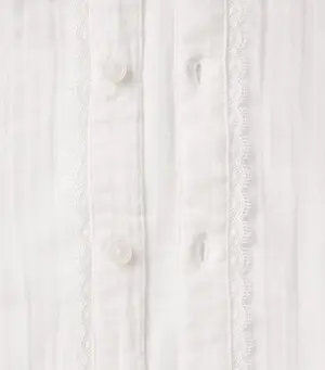 ME+EM Cotton Cheesecloth Lace-trim Blouse