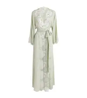 Rosamosario Silk Georgette Regina Effat Robe - Green