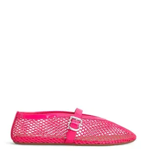 Alaïa Leather Mesh Ballet Flats - Pink