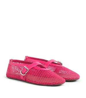 Alaïa Leather Mesh Ballet Flats - Pink