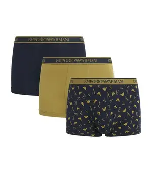 Emporio Armani Stretch-cotton Logo Trunks - Blue