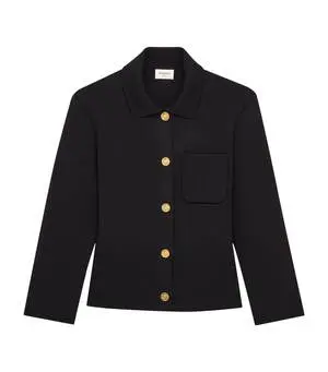 Saint Laurent Virgin Wool Collar Cardigan