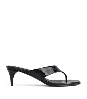 Alaïa Croc-embossed Leather Thong Mules 55 - Black