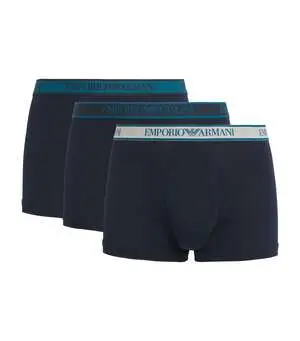 Emporio Armani Stretch-cotton Logo Trunks - Blue