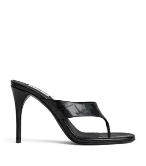 Alaïa Croc-embossed Leather Thong Mules 90