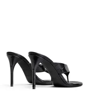 Alaïa Croc-embossed Leather Thong Mules 90