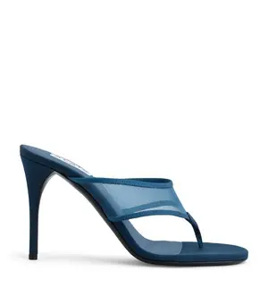 Alaïa Mesh Thong Mules 90 - Blue