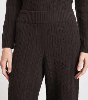 Agnona Cashmere Cable-knit Wide-leg Trousers - Brown