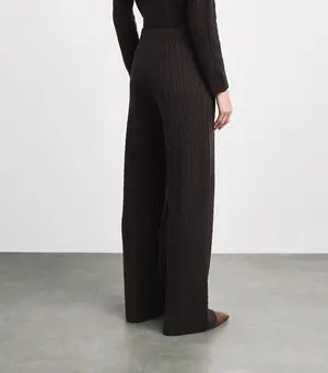 Agnona Cashmere Cable-knit Wide-leg Trousers - Brown