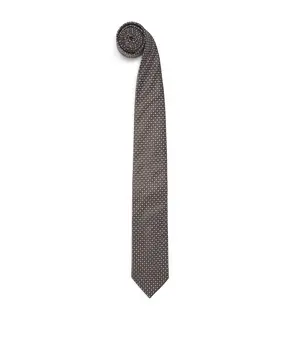 Eton Silk Geometric Tie - Brown