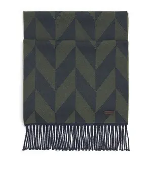 Eton Merino Wool Chevron Scarf - Green