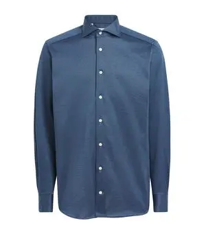 Eton Cotton Filo Di Scozia Contemporary Fit Shirt - Blue