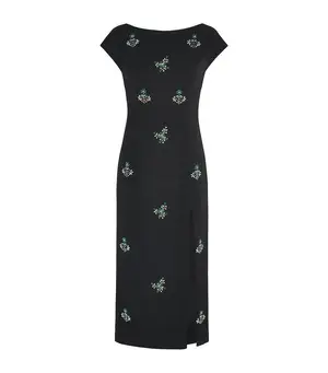 Huishan Zhang Evelyn Embellished Crepe Midi Dress - Black