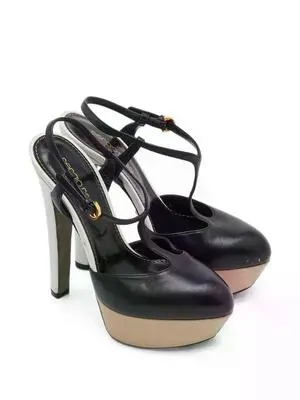 SERGIO ROSSI T-strap Platform Sandals With Buckle And Gold-tone Hardware