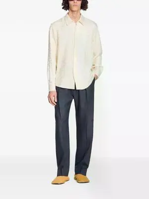 Sandro Monogram-pattern Long-sleeve Shirt - Neutrals