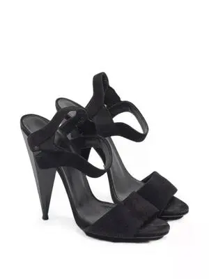 Gucci Suede Ankle Strap High Sculpted Heel Sandals