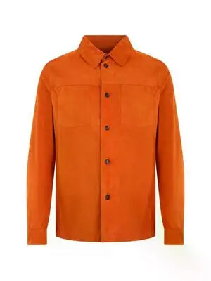 MOORER Button-fastening Leather Shirt Jacket
