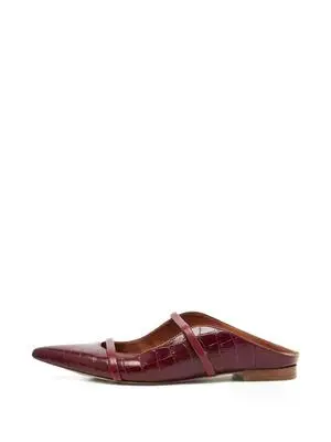 MALONE SOULIERS Maureen Croc-embossed Mules - Red