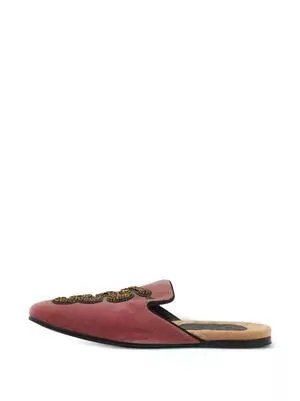 Gucci Lawrence Embellished-snake Mules - Pink