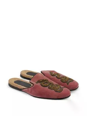 Gucci Embellished Snake Mules - Pink