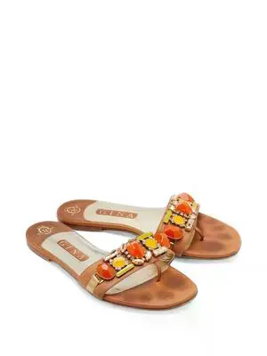 GINA Crystal-embellished Flat Sandals