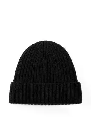 Prada Logo-plaque Ribbed-knit Beanie Hat