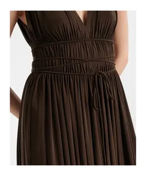 Norma Kamali Goddess Pleated Jersey Maxi Dress