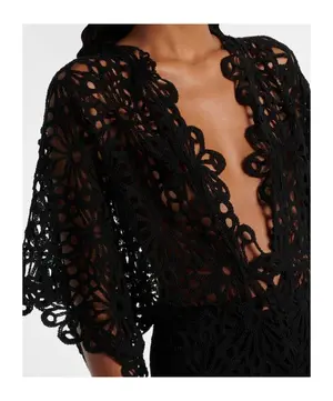 Norma Kamali Floral Open-knit Romper