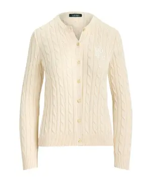 Ralph Lauren Cable Knit Logo Cardigan - Cream