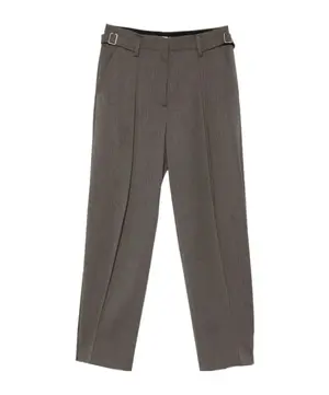 SYSTEM Buckle-detail Pressed-crease Tailored Trousers - Grey