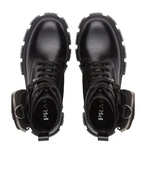 Prada Monolith Leather And Re-nylon Boots With Pouch