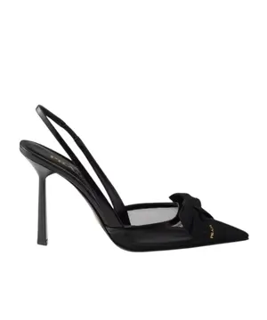 Prada Mesh Fabric Slingback Pumps - Black